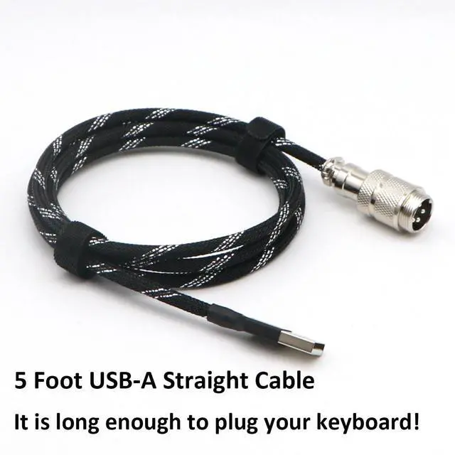 KCSJXF Reverse Coiled Type-C Cable for Gaming Keyboard, Double-Sleeved ...