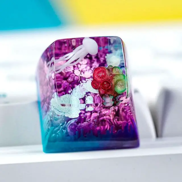 Jellyfish Artisan Keycap Colorful Coral Reef R1 SA Profile Custom Sea ...