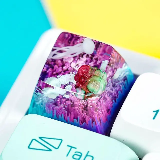 Jellyfish Artisan Keycap Colorful Coral Reef R1 SA Profile Custom Sea ...