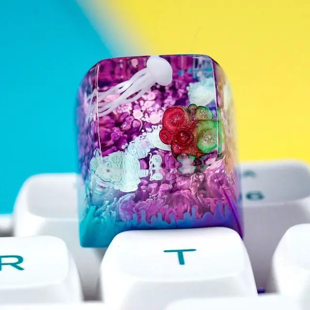 Jellyfish Artisan Keycap Colorful Coral Reef R1 SA Profile Custom Sea ...