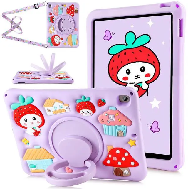 for iPad 9th 8th 7th Generation Case Kids Girls Strawberry Cover for ...