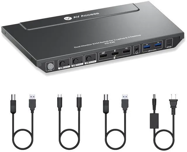 AV Access Docking Station KVM Switch 1 Laptop & 2 Desktop PCs, Dual 4K ...