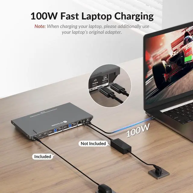 AV Access Docking Station KVM Switch 1 Laptop & 2 Desktop PCs, Dual 4K ...