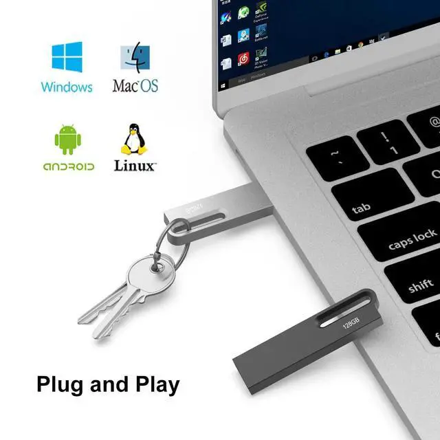 Aiibe 128GB Flash Drive 2 Pack Metal USB Drive Thumb Drive with ...