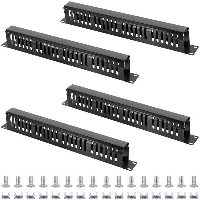 4 Pack 19 Inch 1U Server Rack Cable Management -24 Slot Horizontal Rack ...
