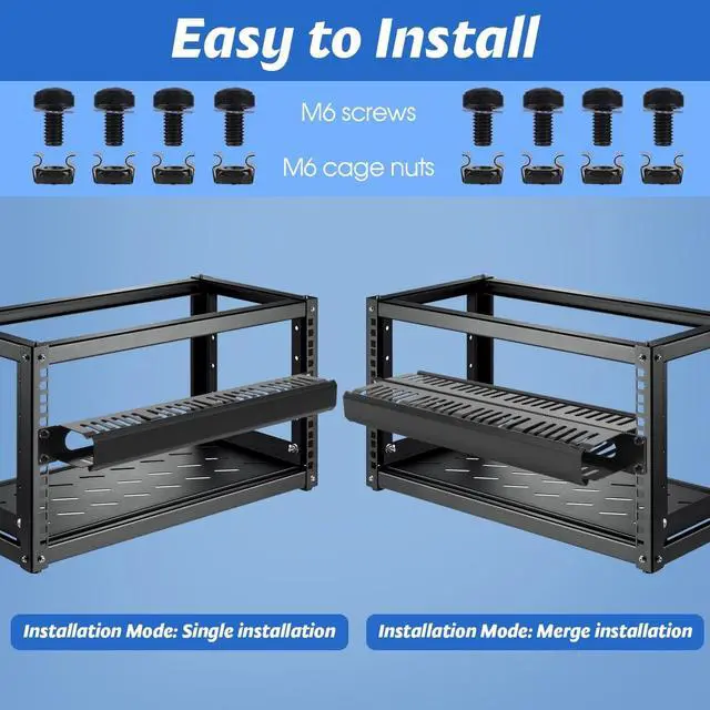 4 Pack 19 Inch 1U Server Rack Cable Management -24 Slot Horizontal Rack ...