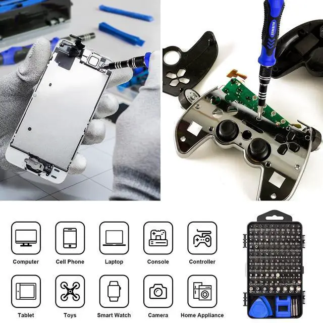 STREBITO Precision Magnetic Screwdriver Set 124-Piece Electronics Tool ...