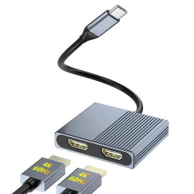 Dual HDMI Adapter for 2 Monitors, Double 4K@60Hz HDMI Splitter for dual ...