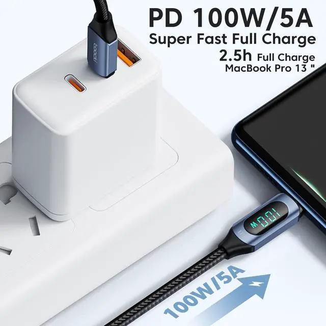 toocki 100W USB C to USB C Cable 6.6FT Type C Charge Fast Charging ...
