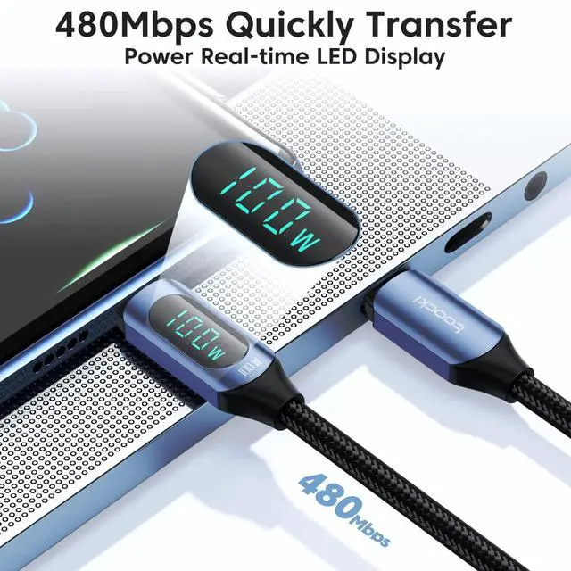 toocki 100W USB C to USB C Cable 6.6FT Type C Charge Fast Charging ...
