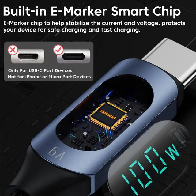 toocki 100W USB C to USB C Cable 6.6FT Type C Charge Fast Charging ...