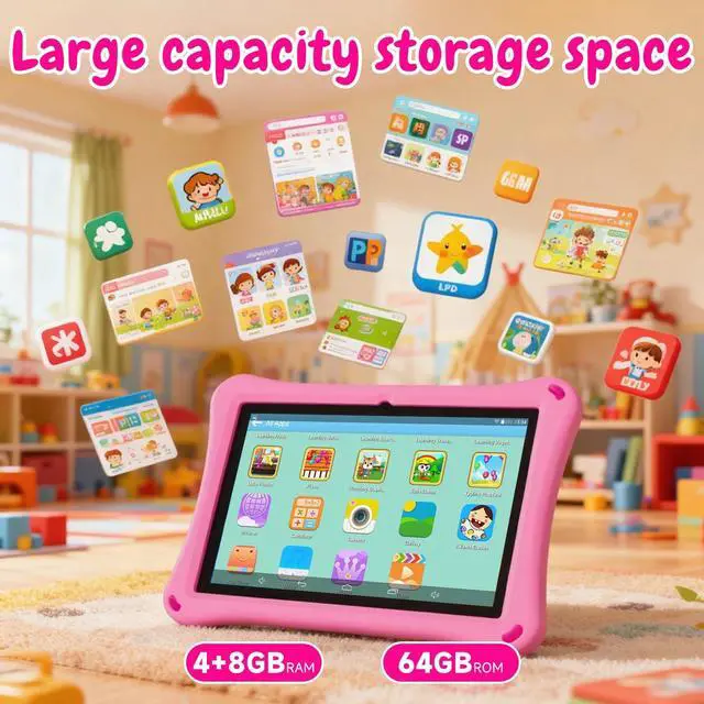 Kids Tablet, 10.1 inch Android 13 Tablet, 12GB+64GB, 1TB Expandable, 5G ...