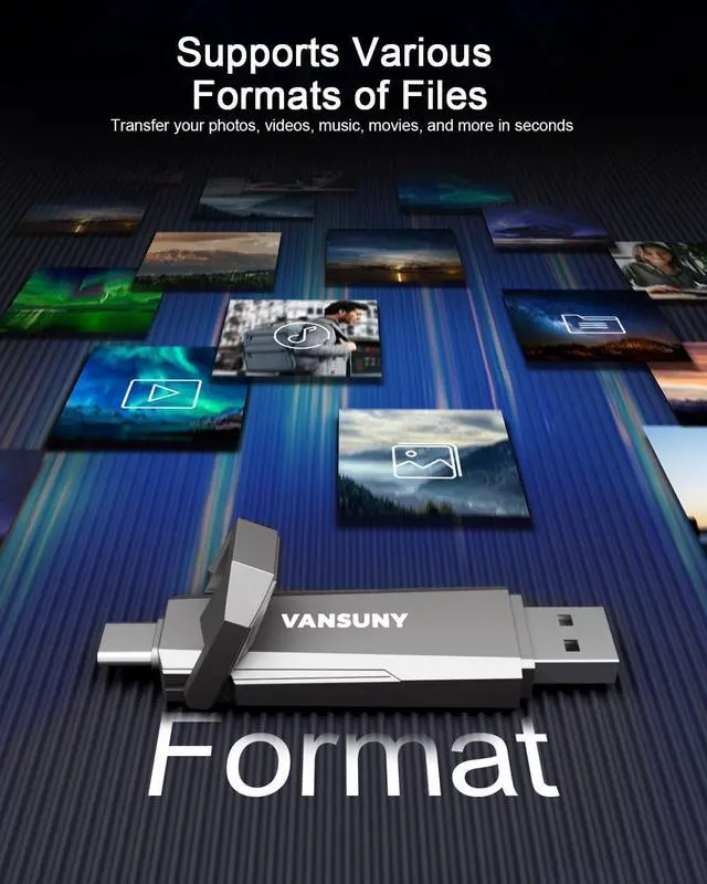 Vansuny 256GB USB Solid State Drive Up to 1000MB/s USB 3.2 Gen 2 Dual ...