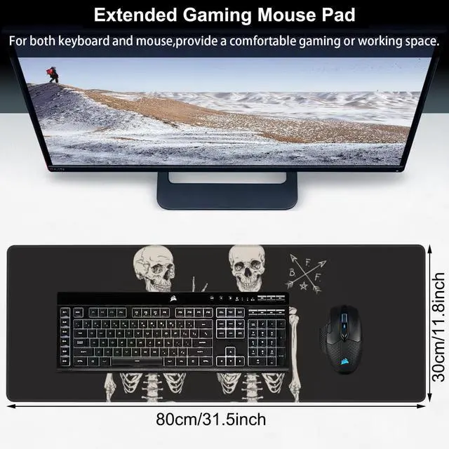 Human Skeletons Best Friends Desk Mat,Large Gothic Human Skeleton ...