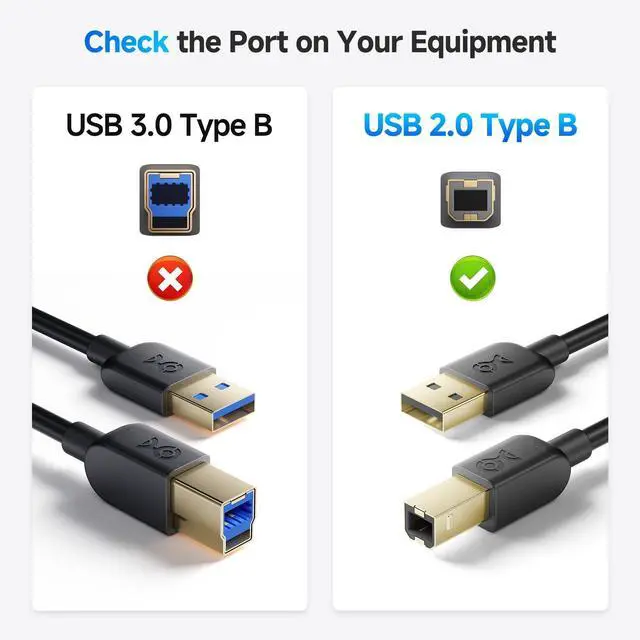 Cable Matters Long 3-Pack USB Printer Cable - 15ft, USB A to B Cable ...
