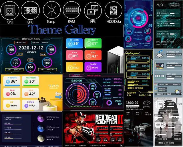 BJLIFE 5 inch Computer Temp Monitor, IPS PC Temperature Display, Mini ...