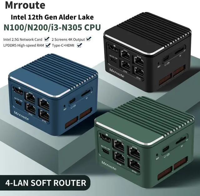 Mrroute MR-M1 Plus Mini Router Alder Lake i3-N305, 8C/8T, up to 3.8 GHz ...