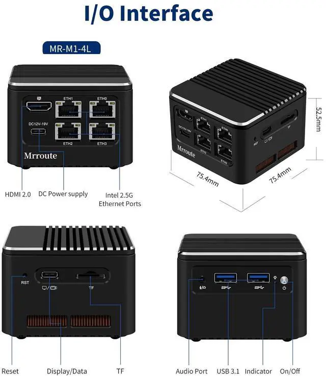 Mrroute MR-M1 Plus Mini Router Alder Lake i3-N305, 8C/8T, up to 3.8 GHz ...