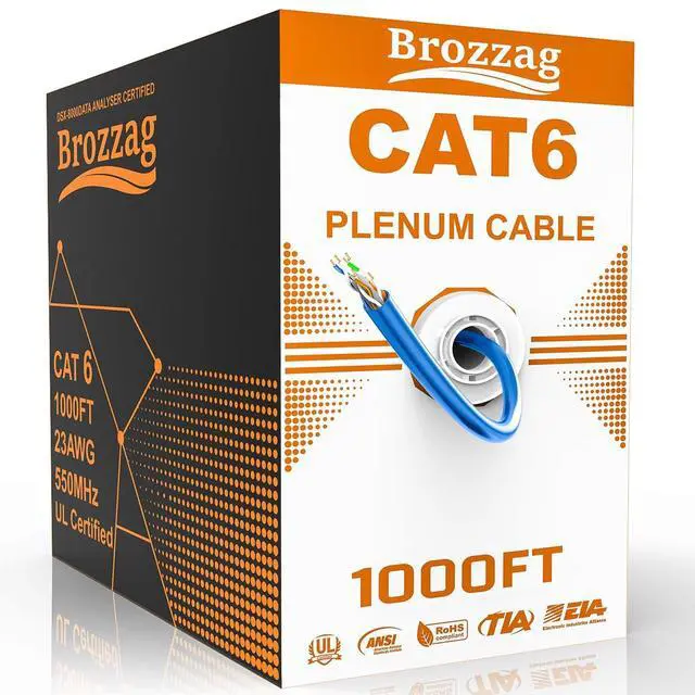 Cat 6 Plenum Ethernet Cable 1000ft ^^ UL & ETL Listed ^^ 23AWG Solid ...