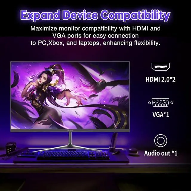 Viewedge 23.8-inch Gaming Monitor FHD 1920x1080 144Hz, VA Panel with ...