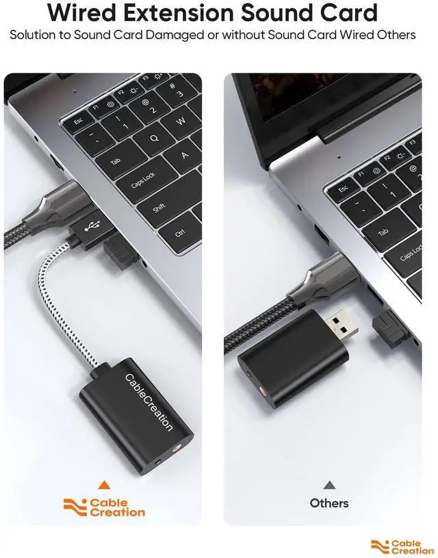 2 Pack CableCreation USB Audio Adapter External Sound Card with 3.5mm ...