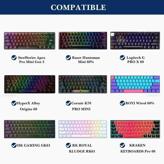 Linkidea Hard Travel Case for Compact 60% Keyboard, Computer 61 Key ...