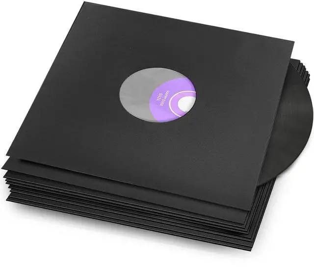 Facmogu 20PCS 10in Black Paper & Plastic Poly-Lined Record Inner ...