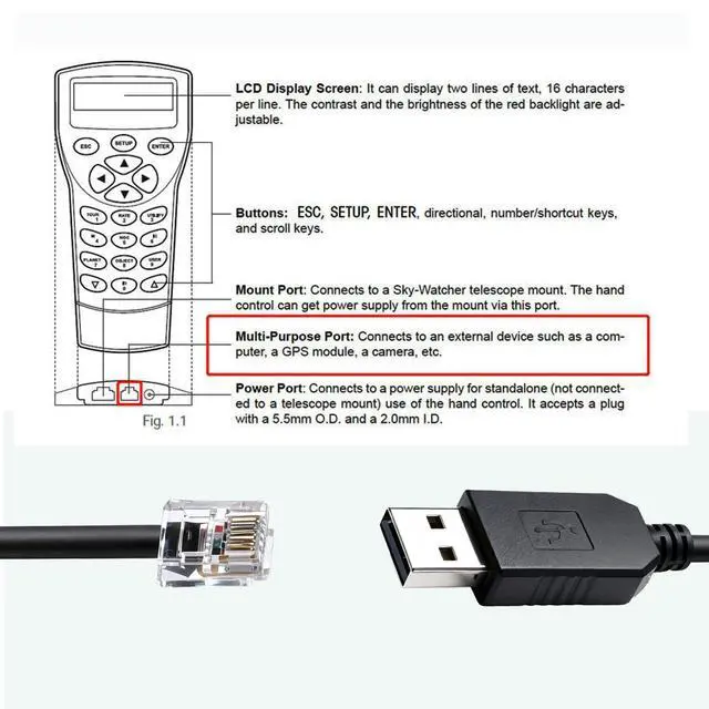 Xiusiyt USB to RJ12 6P6C Hand Controller PC Link Cable of Orion ...