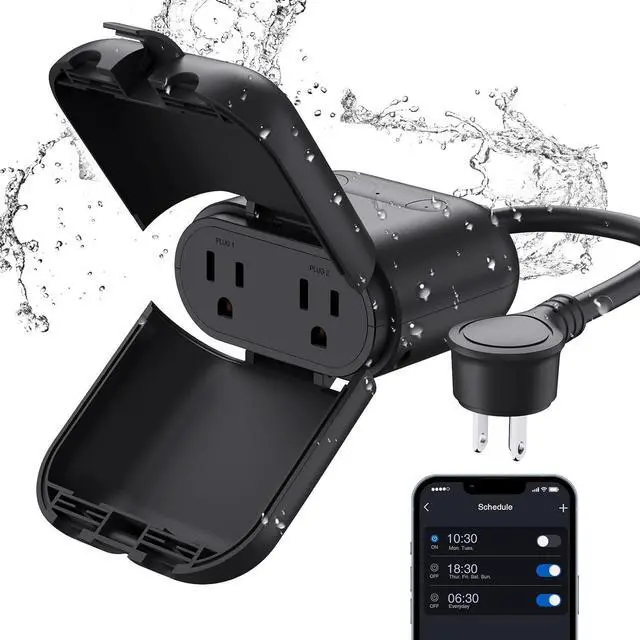 Outdoor Smart Plug Waterproof IP66, WiFi Plug with 2 Individually ...