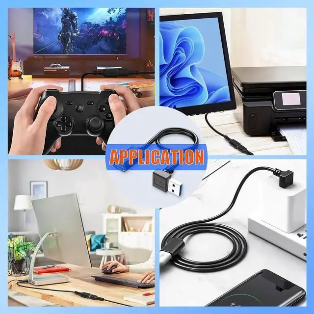 JAENFONG USB3.0 Extension Cable Up Angle 11.8 inch USB Male to Female ...