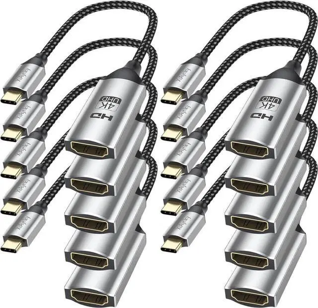JAENFONG USB C to HDMI Adapter 10-Pack 4K Type-C to HDMI Adapter Cable Male to Female USBC to ...