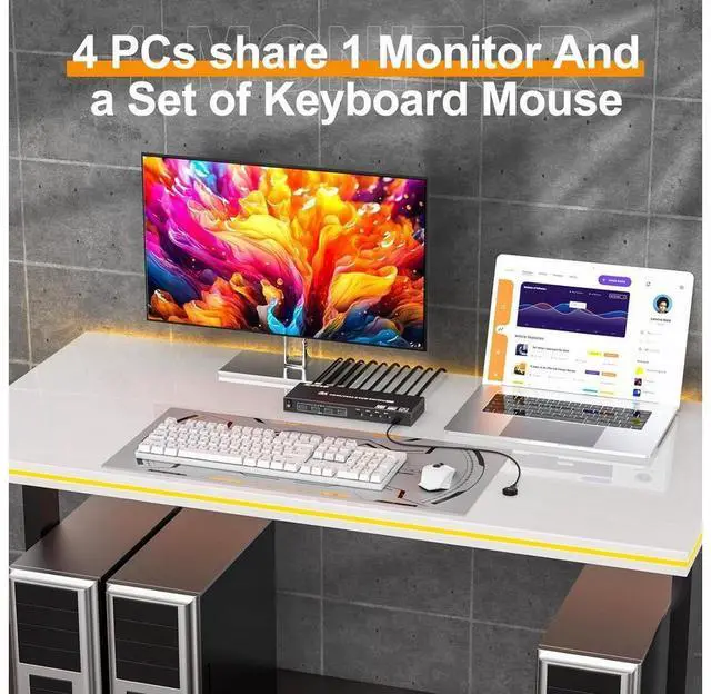 HDMI KVM Switch 4 Computers 4K@60Hz 2K@120Hz, Simulation EDID, 4 Port ...