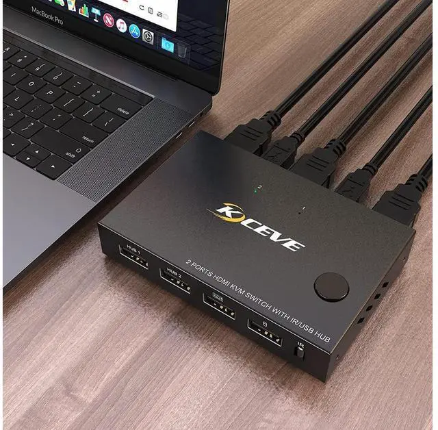 2 Ports HDMI KVM Switch, KVM Switch HDMI 2 Port USB 2.0 Switcher Box 2 ...