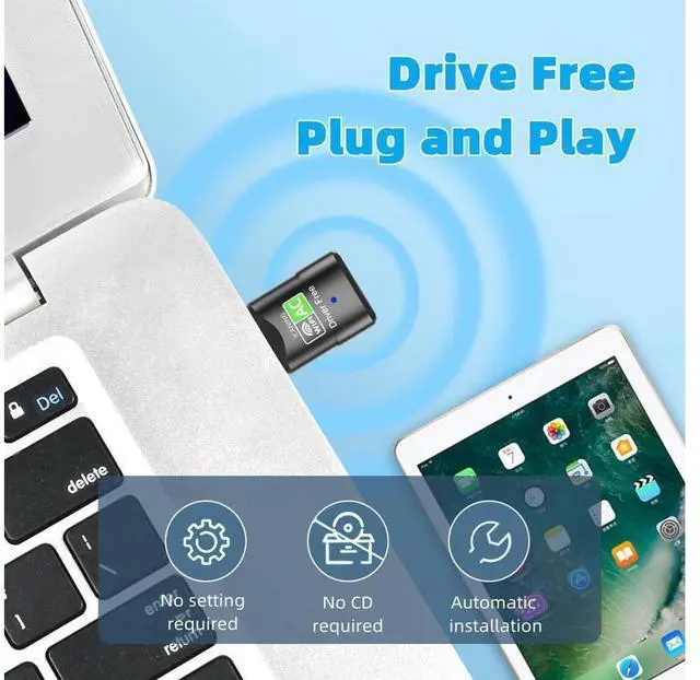 USB WiFi Adapter, 5G/2.4G Driver Free Dual Band Wireless USB WiFi ...
