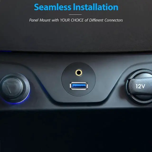 USB Flush Mount - 1M 3ft 3.5mm & USB 3.0 AUX Extension, Dash & Panel ...