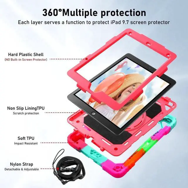 for iPad 6th Generation/iPad 5th Gen/iPad Air 2/iPad Pro 9.7" Case with ...