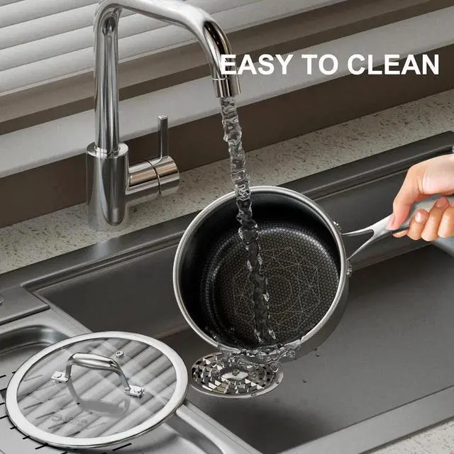 3 Quart Stainless Steel Saucepan, Nonstick Sauce Pan, Ceramic Suce Pot ...