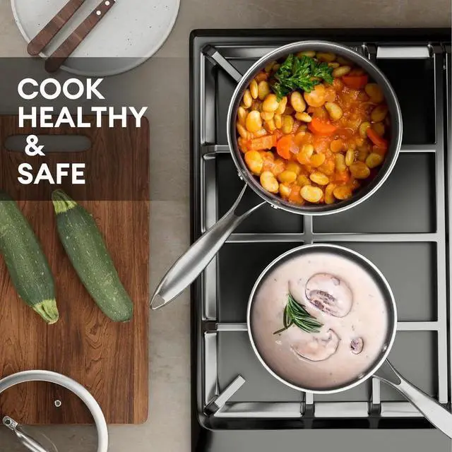 3 Quart Stainless Steel Saucepan, Nonstick Sauce Pan, Ceramic Suce Pot ...