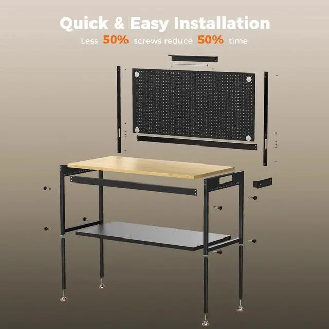 48" Heavy Duty Work Bench Adjustable Height Max Load 2000 LBS with ...