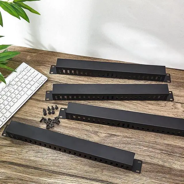 4 Pack 1U 19 Inch Cable Manager 24 Slot Horizontal Rack Mount Wire ...