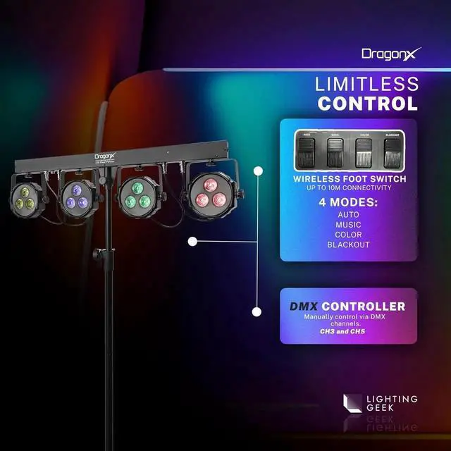 4 Gig Bar DJ Lighting Stand LED Stage RGB Par Lights, Lightweight ...