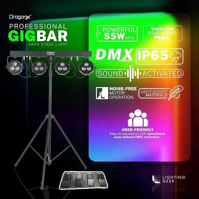 4 Gig Bar DJ Lighting Stand LED Stage RGB Par Lights, Lightweight ...