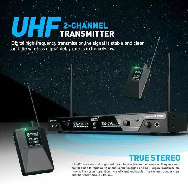 Audio PRO ST-202 UHF Stereo Wireless in Ear Monitor System, Dual ...