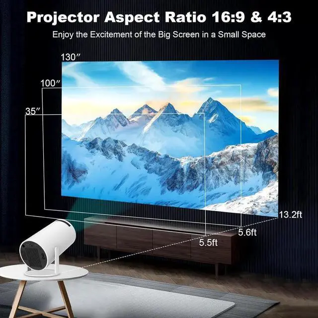 Mini Projector, Support 4K 1080P Portable Projector with Dual Band ...