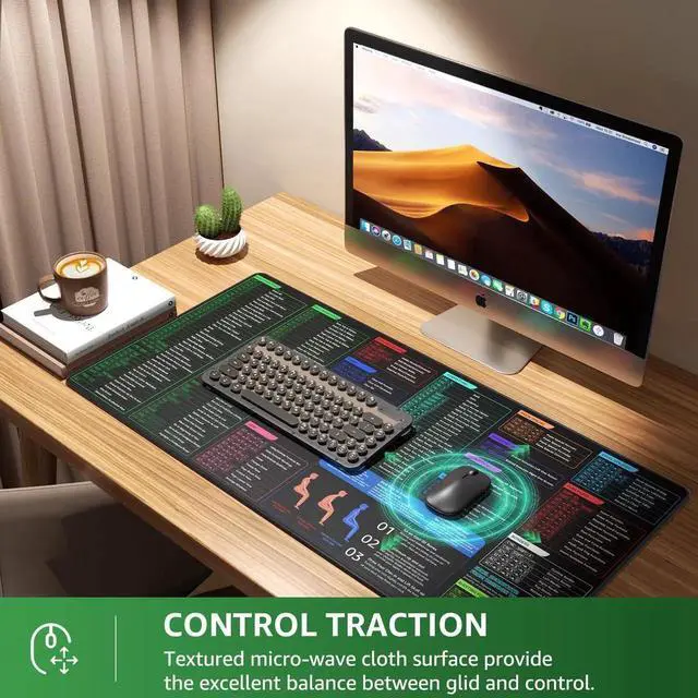 JVFYI Large Gaming Mouse Pad with Stitched Edges, Extended Mousepad ...