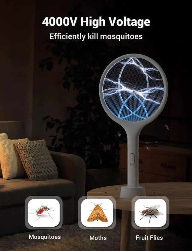 YISSVIC Electric Fly Swatter 4000V Bug Zapper Racket Dual Modes ...