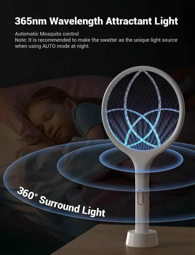 YISSVIC Electric Fly Swatter 4000V Bug Zapper Racket Dual Modes ...