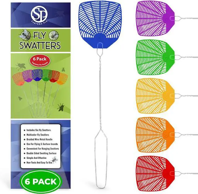 Supreme Bug & Fly Swatter 6-Pack Braided Metal Handle 6 Pack Fly ...