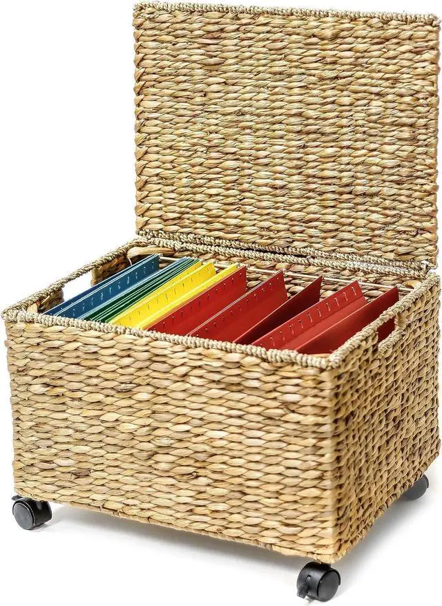 Trademark Innovations Rolling File Box Wicker File Cabinet Hanging File ...