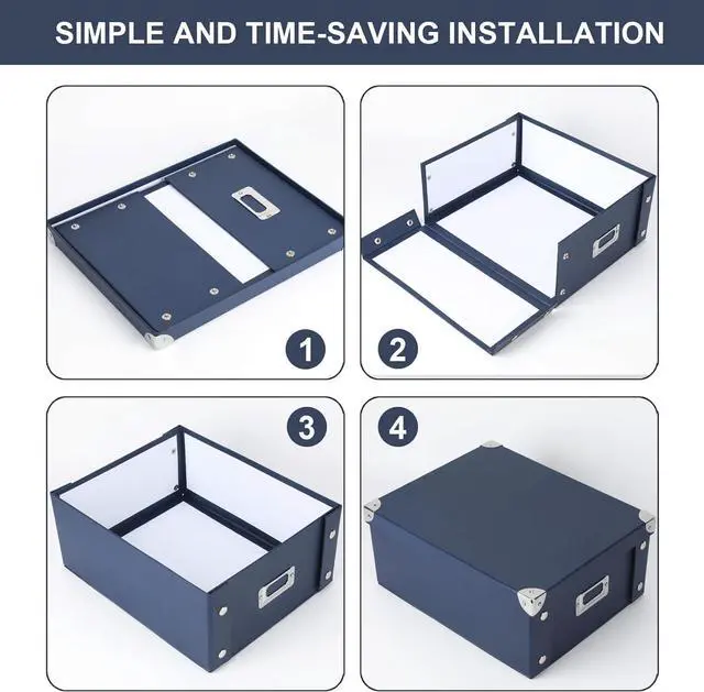 DLUGOPIS Checks Storage Box with Lid Document Boxes Banker Boxes ...